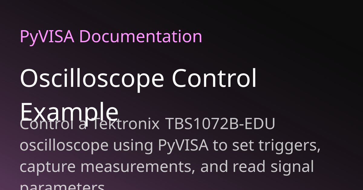 Oscilloscope Control Example