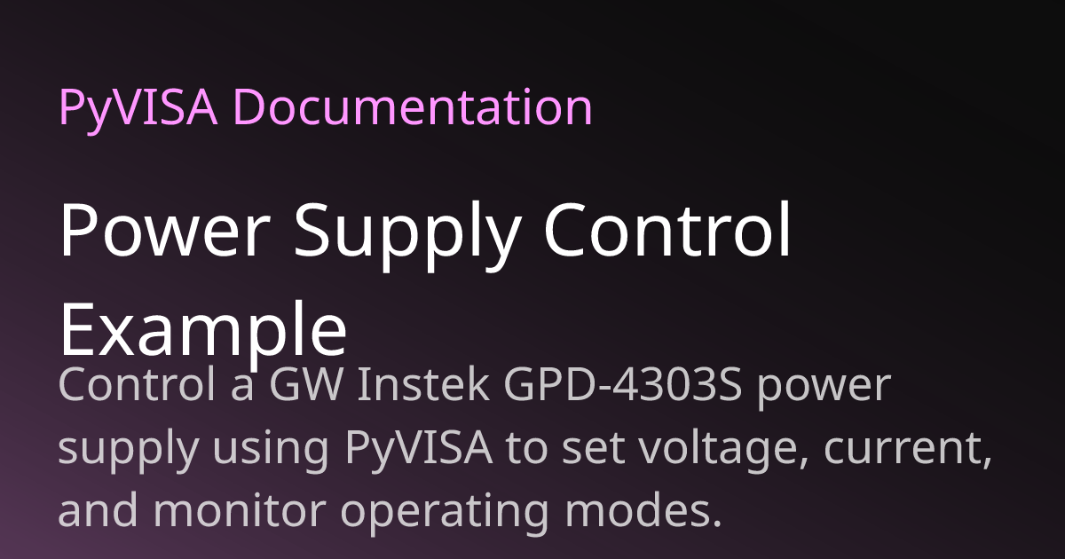 Power Supply Control Example