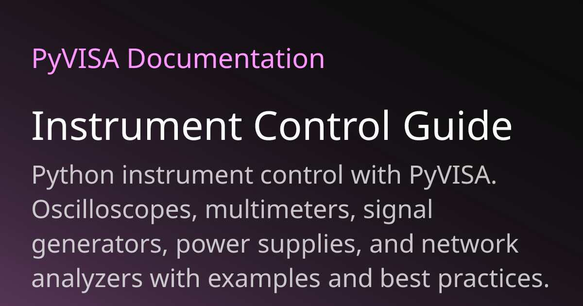 Instrument Control Guide