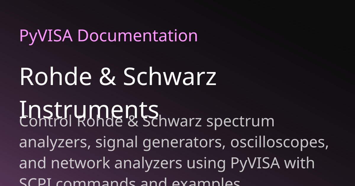 Rohde & Schwarz Instruments